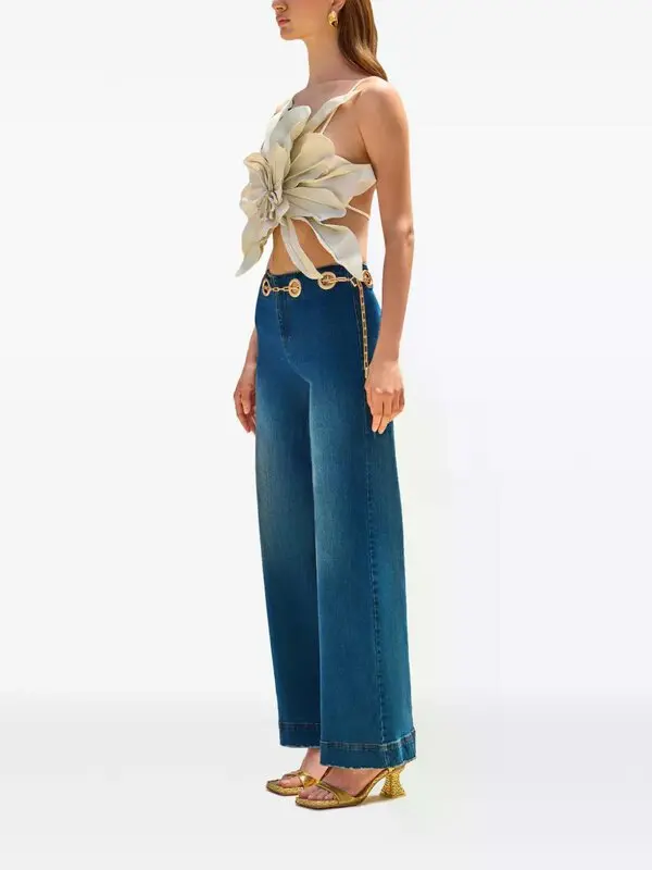 Cult Gaia Gabriela Nappa Leather Floral Tank Top