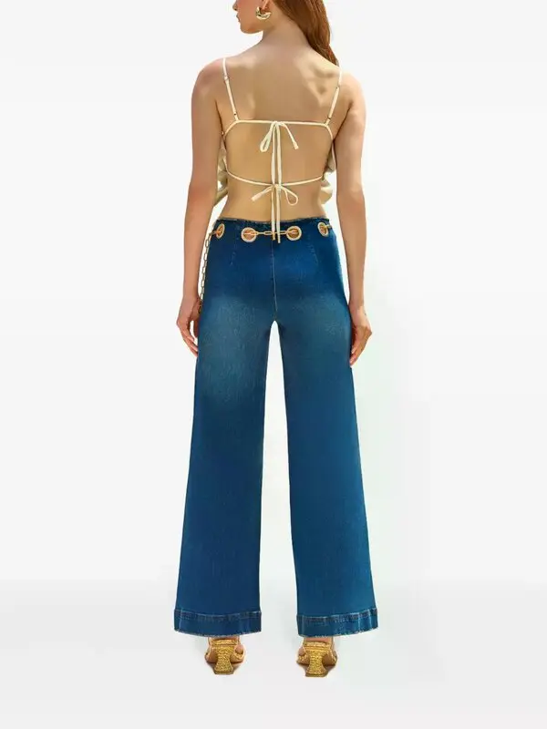 Cult Gaia Gabriela Nappa Leather Floral Tank Top
