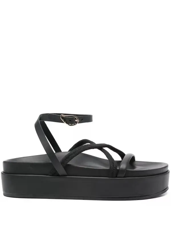 ANCIENT GREEK SANDALS Atheras Flat Sandals - Black