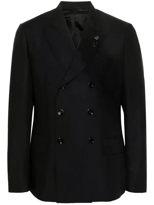 LARDINI Double-breasted Blazer - Black