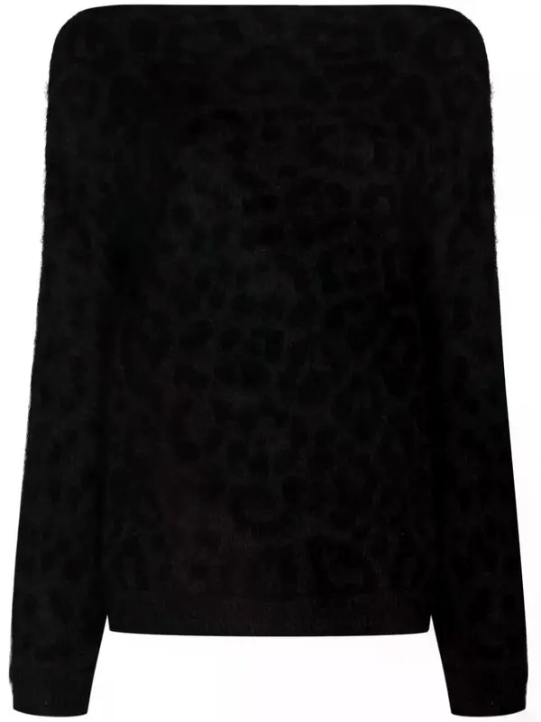 Valentino Garavani Off-shoulder Leopard Knit Jumper
