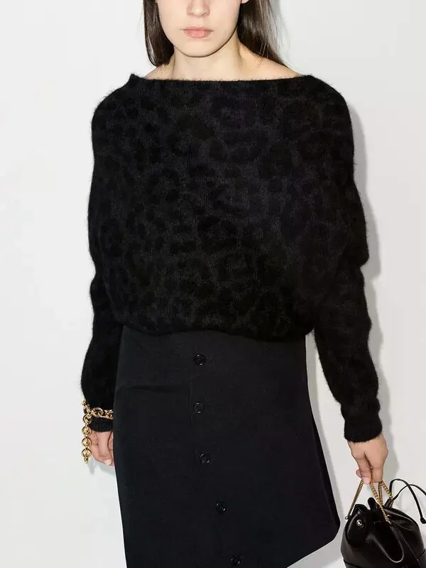 Valentino Garavani Off-shoulder Leopard Knit Jumper