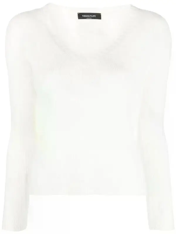 Fabiana Filippi Cashmere V-neck Sweater - White