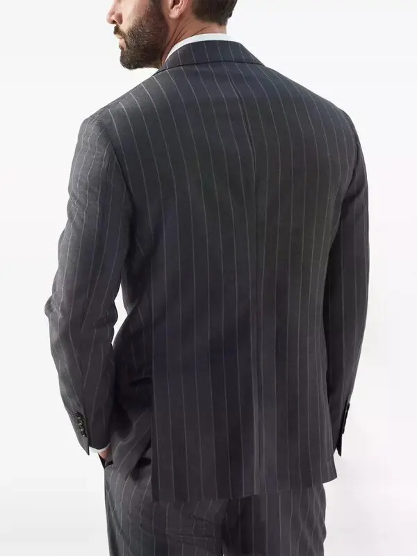 Brunello Cucinelli Chalk-stripe Wool Blazer - Grey