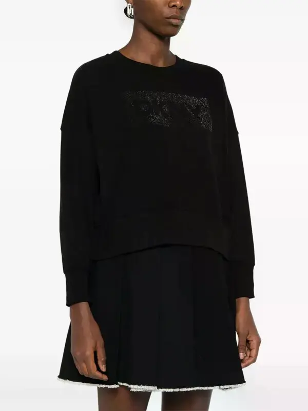 Dkny Embellished Logo Crewneck Sweatshirt - Black