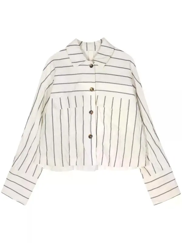 FORME D'EXPRESSION Striped Drop-shoulder Shirt Jacket
