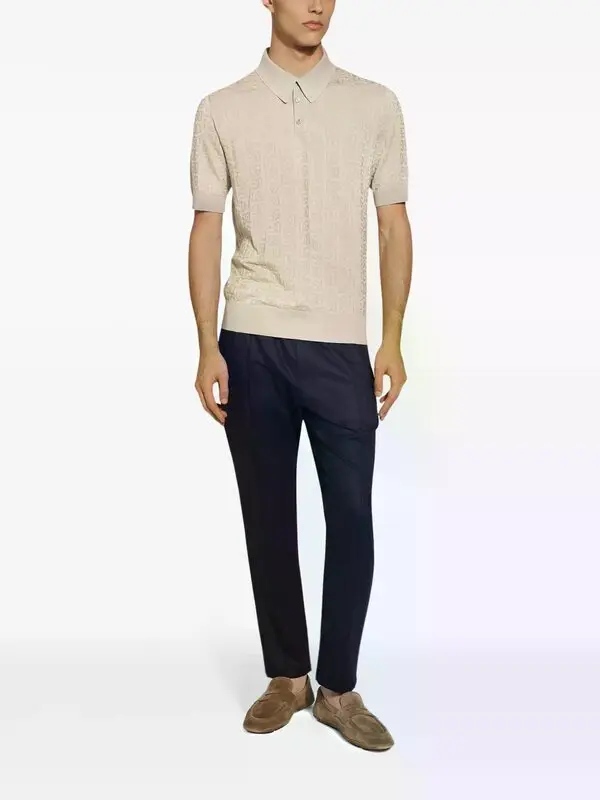 Dolce & Gabbana Monogram-jacquard Silk Polo Shirt
