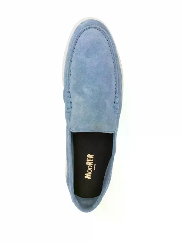 MOORER Suede Slip-on Loafers - Blue