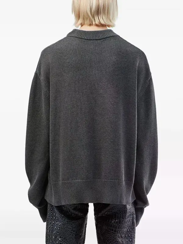 Camper Knitted Crew Neck Sweater With Cut-out Detail - Grey