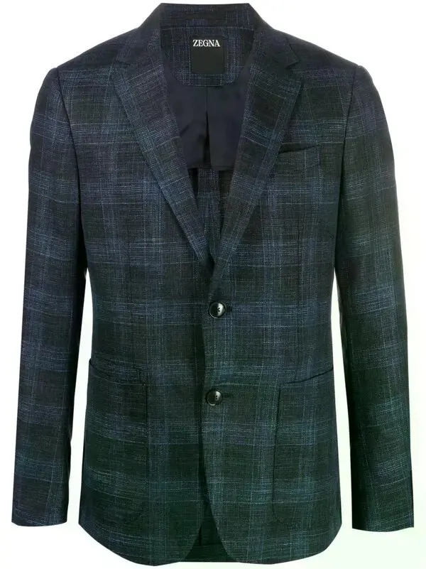 Zegna Check Single-breasted Blazer - Blue