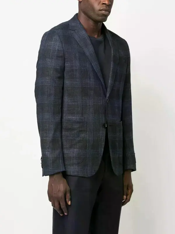 Zegna Check Single-breasted Blazer - Blue
