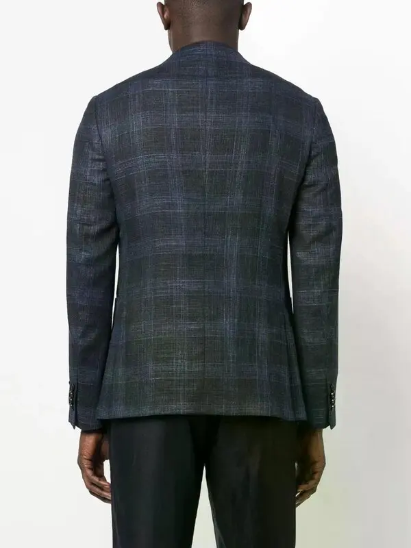 Zegna Check Single-breasted Blazer - Blue