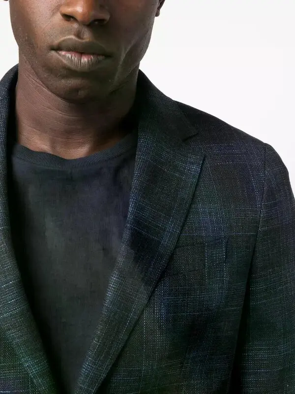 Zegna Check Single-breasted Blazer - Blue