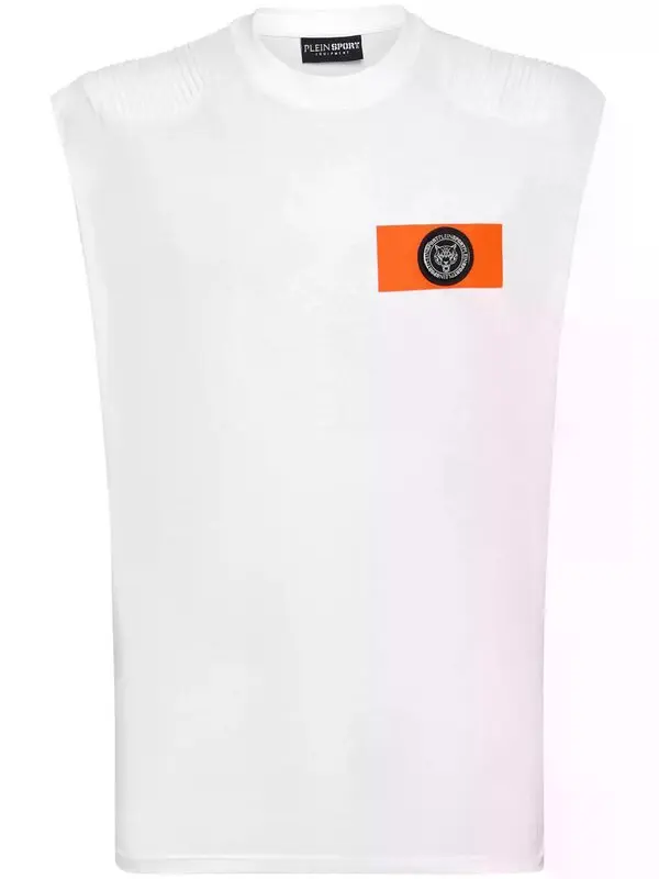 PLEIN SPORT Logo Patch Sleeveless T-shirt - White