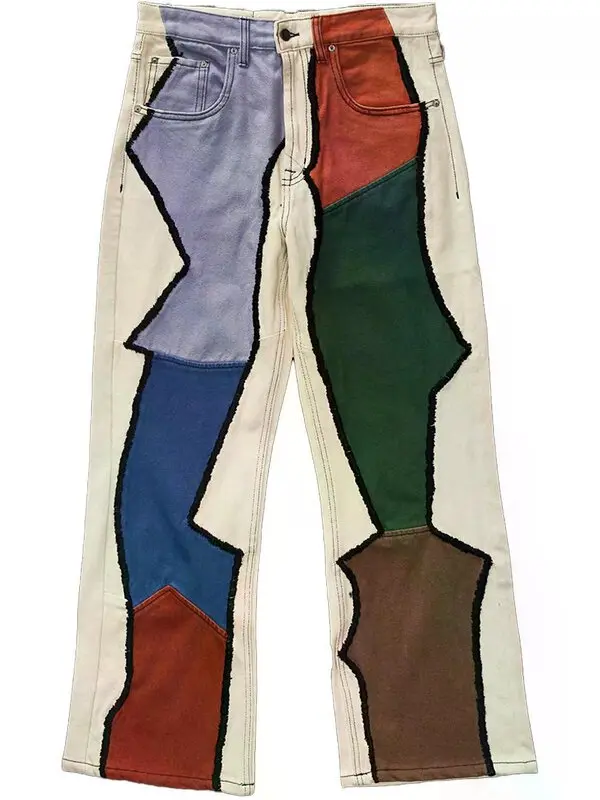 GLASS CYPRESS Patchwork Semi-flare Jeans - Neutrals