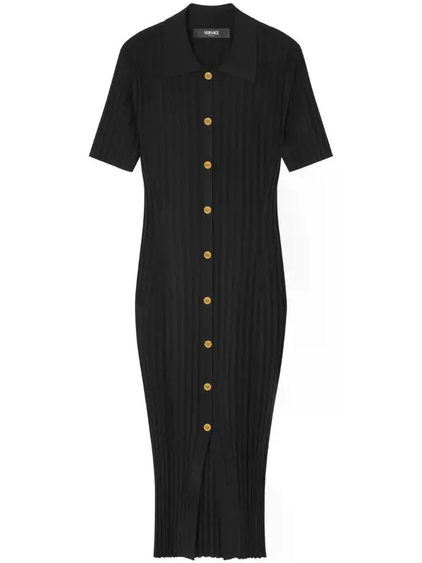 Versace Knitted Midi Shirt Dress