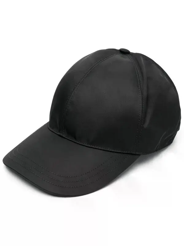 Prada Baseball Cap With Enameled Triangle Logo - Black