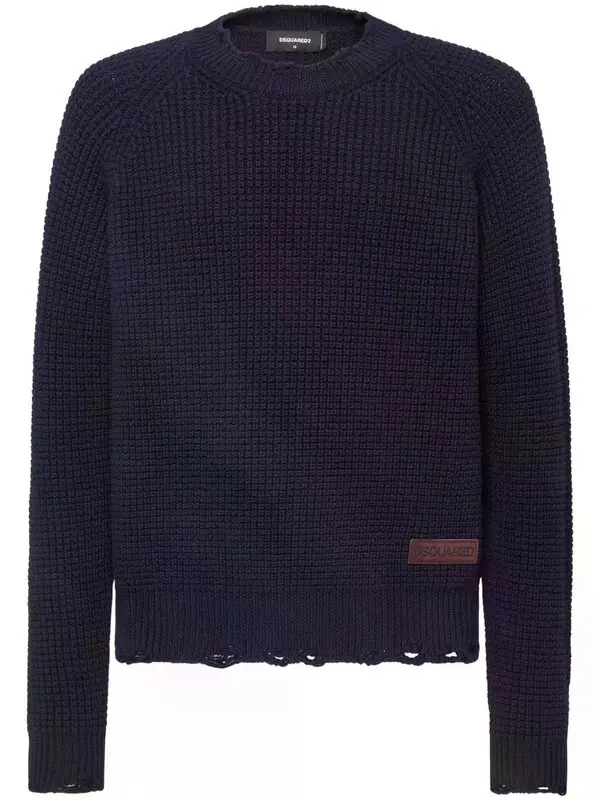 Dsquared2 Logo-patch Knitted Jumper - Blue