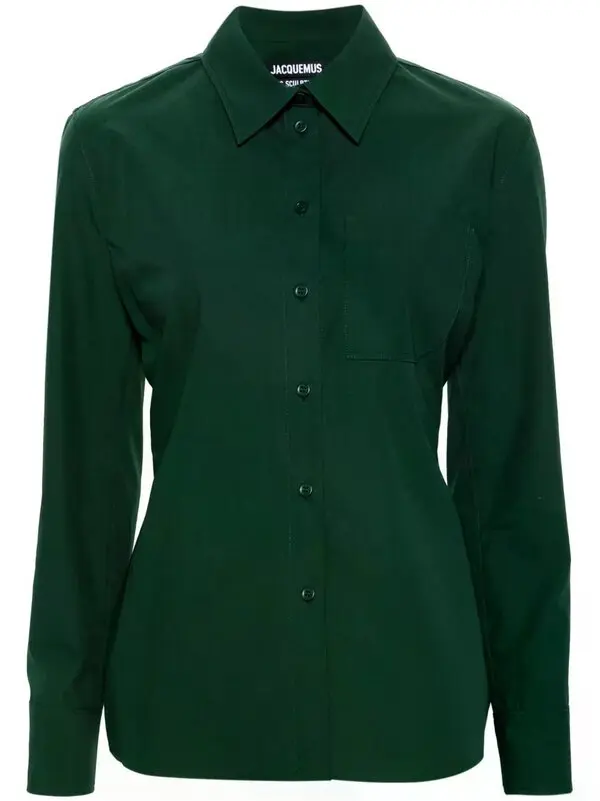 Jacquemus Emerald Cotton Poplin Shirt With Silver-tone Hardware