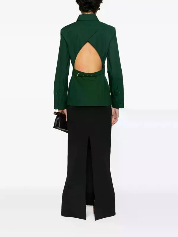 Jacquemus Emerald Cotton Poplin Shirt With Silver-tone Hardware