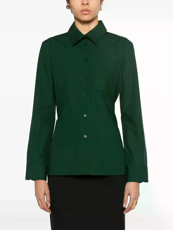 Jacquemus Emerald Cotton Poplin Shirt With Silver-tone Hardware
