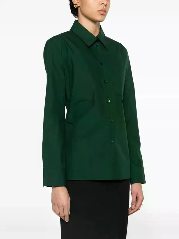 Jacquemus Emerald Cotton Poplin Shirt With Silver-tone Hardware