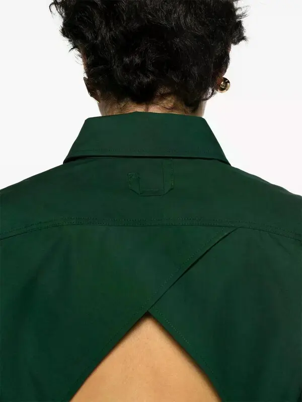 Jacquemus Emerald Cotton Poplin Shirt With Silver-tone Hardware