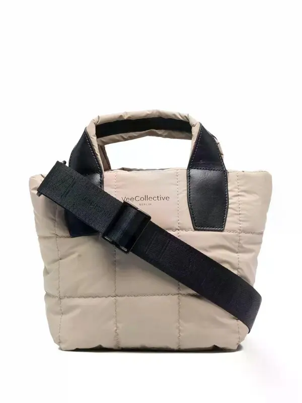 VEECOLLECTIVE Quilted Logo-detail Tote Bag - Neutrals