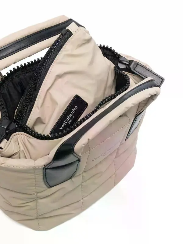 VEECOLLECTIVE Quilted Logo-detail Tote Bag - Neutrals