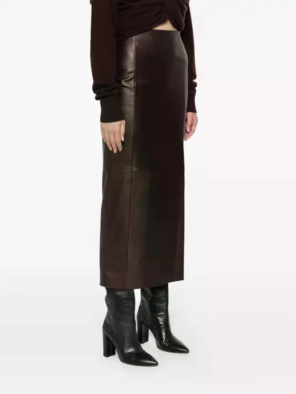 Kiton Leather Midi Skirt