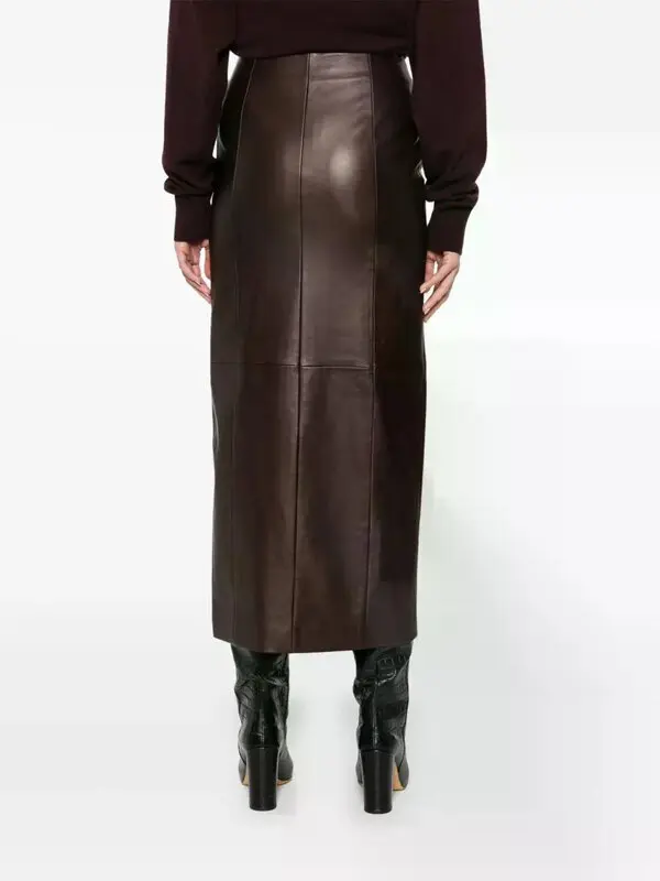 Kiton Leather Midi Skirt