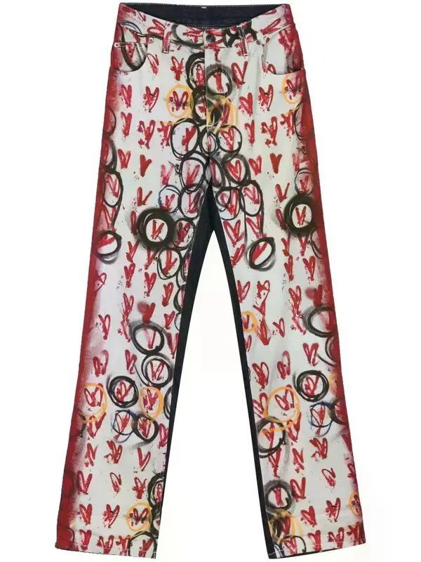 CHARLES JEFFREY Exclusive Painted Art Cotton Jeans