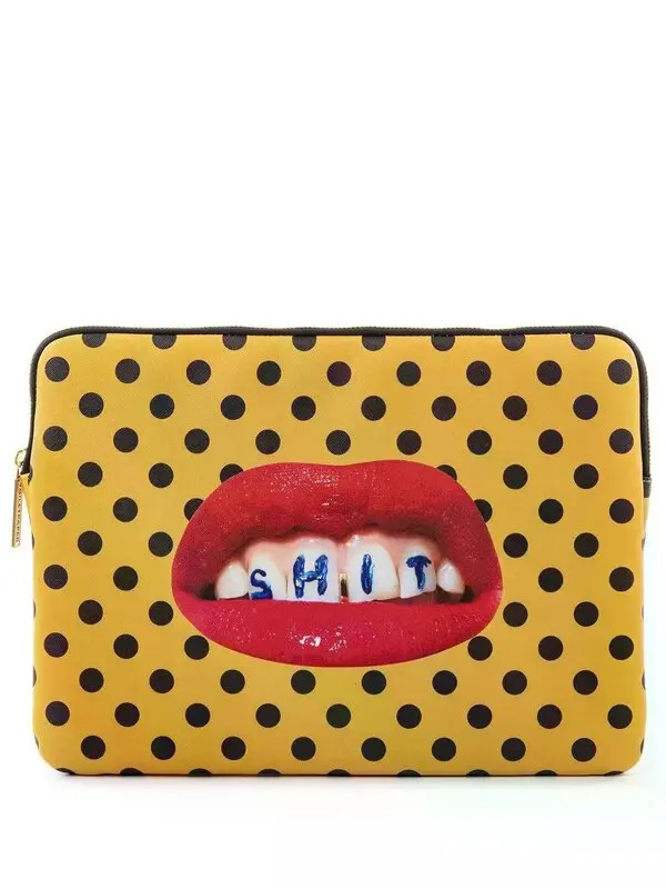 SELETTI Polka-dot Print Laptop Case - Yellow