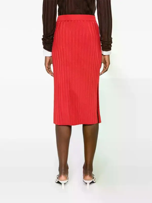 JOSEPH Chunky Ribbed Knit Midi Skirt - Red