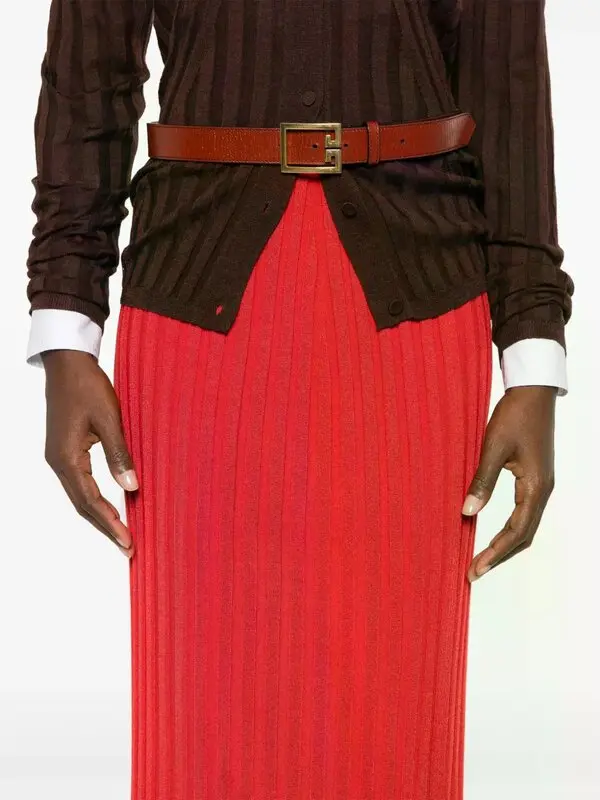 JOSEPH Chunky Ribbed Knit Midi Skirt - Red