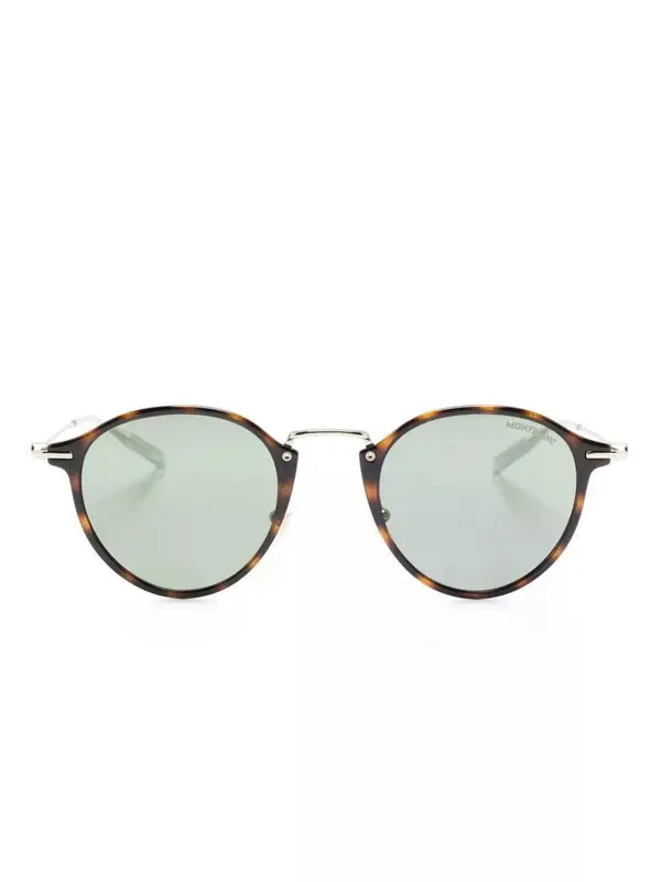 Montblanc Logo-plaque Round-frame Sunglasses - Silver