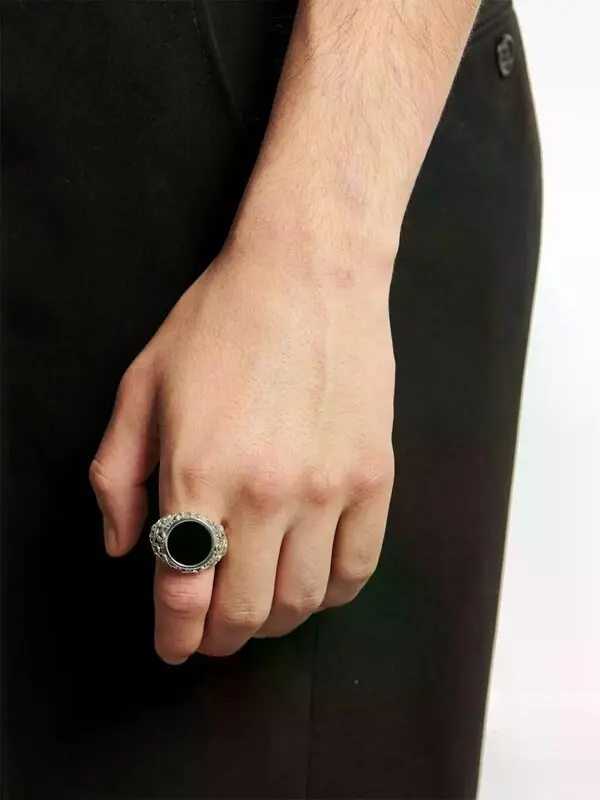Emanuele Bicocchi Arabesque Onyx Ring - Silver