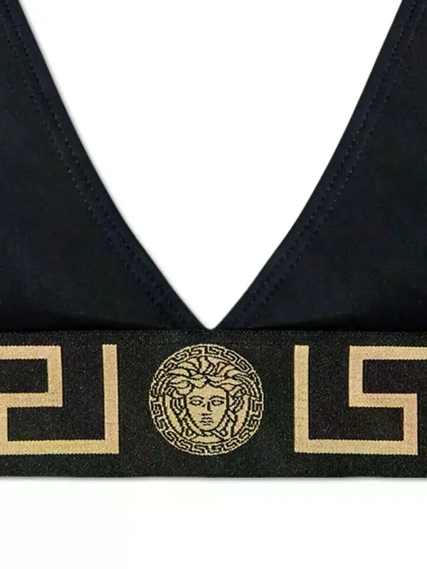 Versace Triangle Bikini Top With Greca Border And Medusa Motif