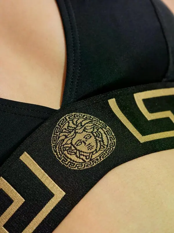 Versace Triangle Bikini Top With Greca Border And Medusa Motif