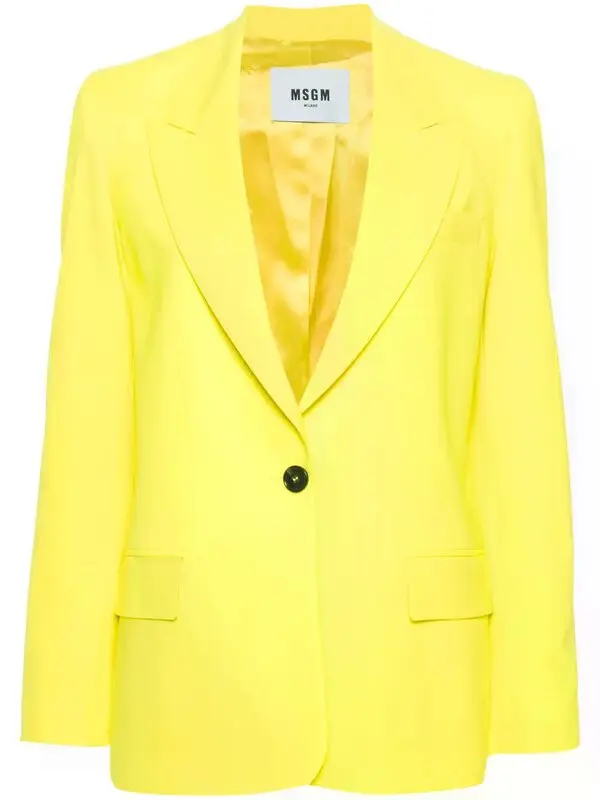 MSGM Single-breasted Peak-lapels Blazer - Yellow