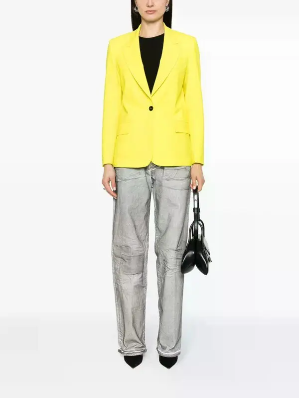 MSGM Single-breasted Peak-lapels Blazer - Yellow