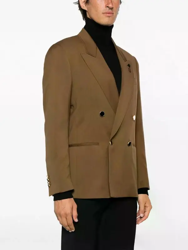 LARDINI Double-breasted Wool Blazer - Brown