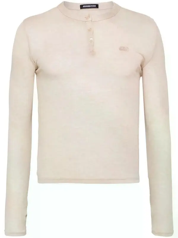 GROUND ZERO Logo-embroidered T-shirt - Neutrals