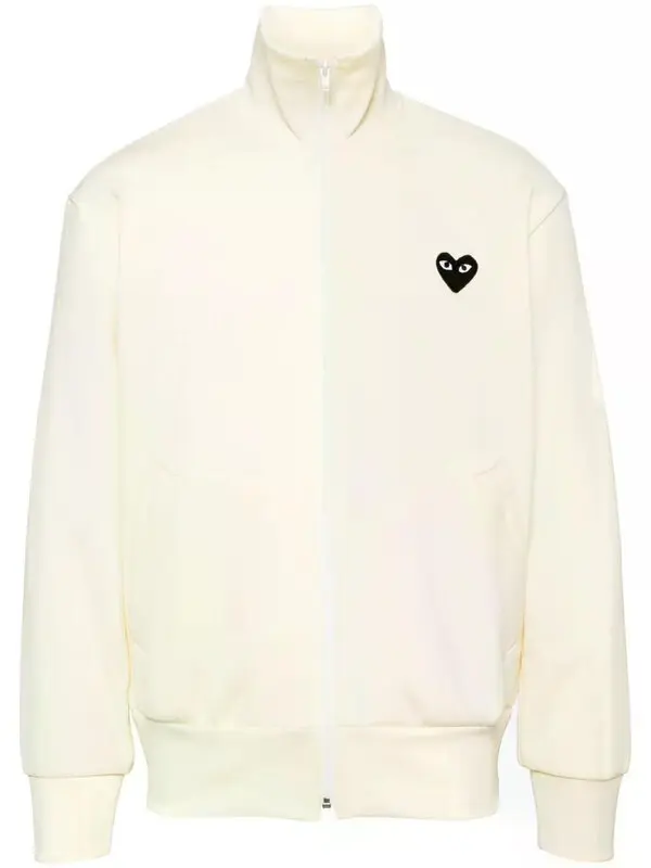 Play Comme Des Garcon Heart-print Jersey Track Jacket - Neutrals