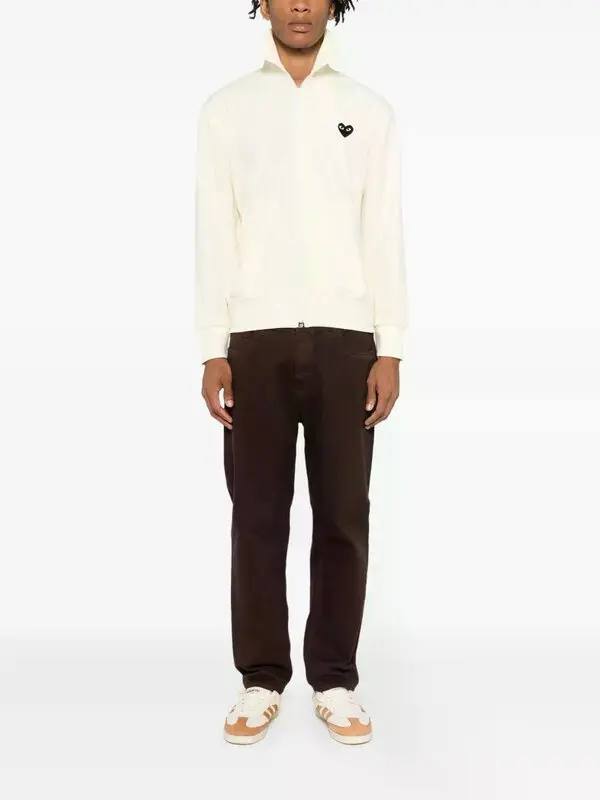 Play Comme Des Garcon Heart-print Jersey Track Jacket - Neutrals
