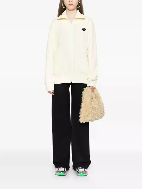 Play Comme Des Garcon Heart-print Jersey Track Jacket - Neutrals