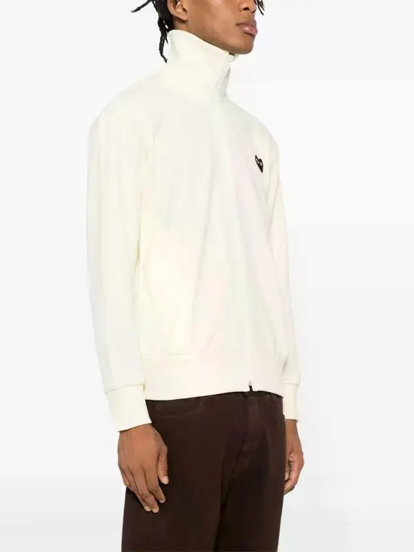 Play Comme Des Garcon Heart-print Jersey Track Jacket - Neutrals