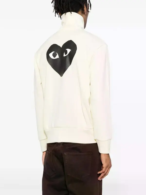 Play Comme Des Garcon Heart-print Jersey Track Jacket - Neutrals