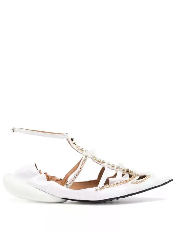 13 09 SR Tootsy Croco Leather Ballerina Flats - White
