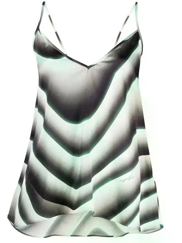 Just Cavalli Wave Print Asymmetric Top - Green